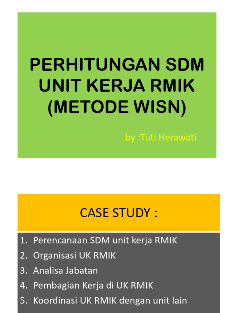 01 - Perhitungan SDM Unit Kerja Rmik-Metode Wisn | PDF