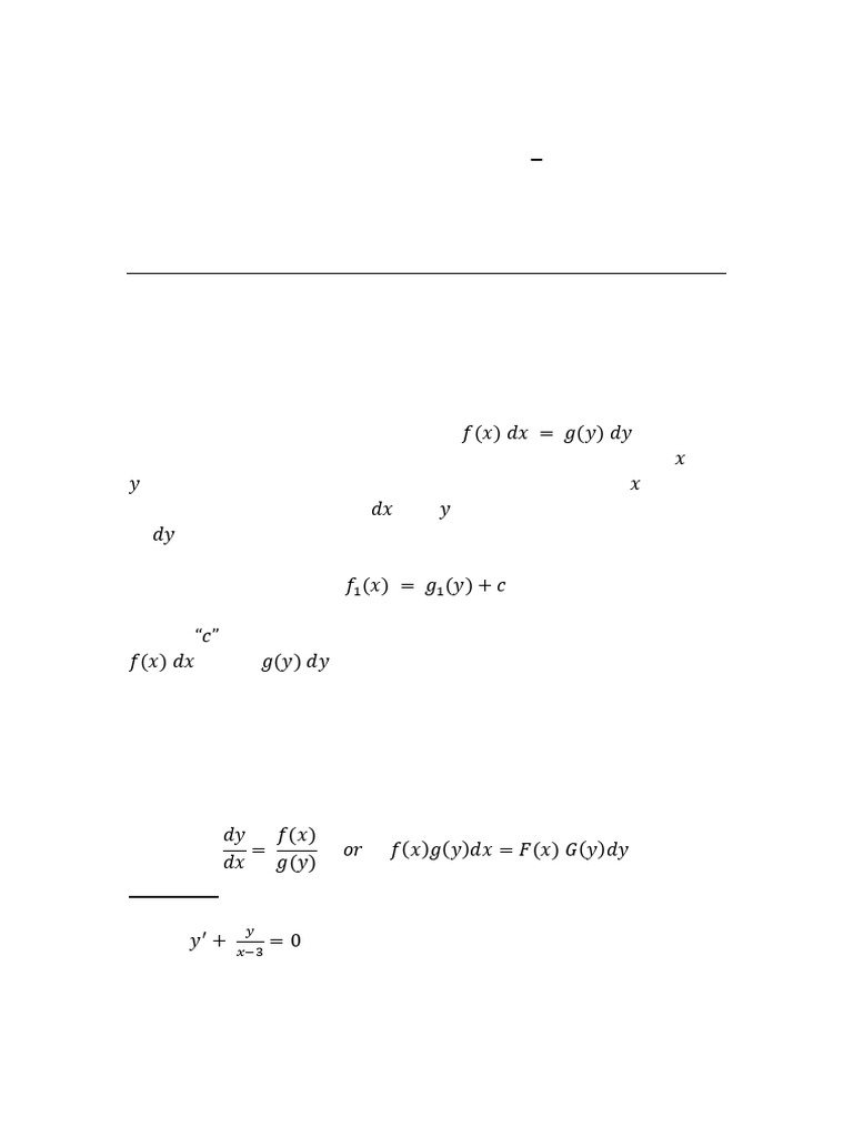De Notes - Variables Separable | PDF | Equations | Variable (Mathematics)