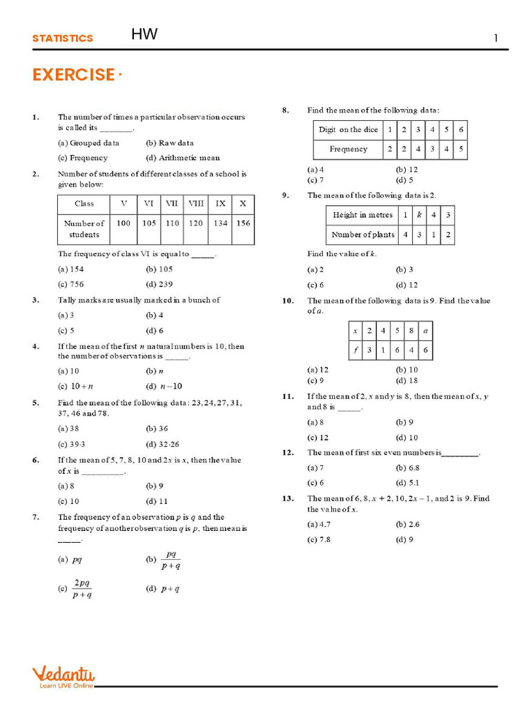 Statistics HW | PDF