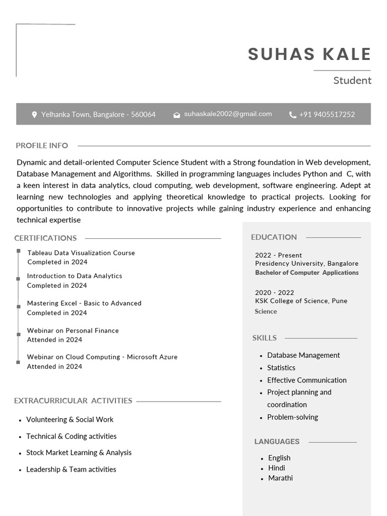 Gray Minimalist Clean Professional CV Resume | PDF | Computer ...