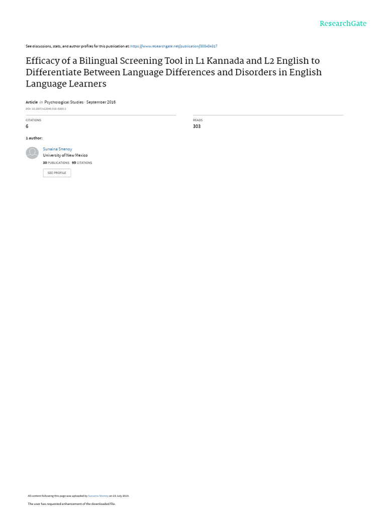 Shenoy 2016 | PDF | Socioeconomic Status | Second Language