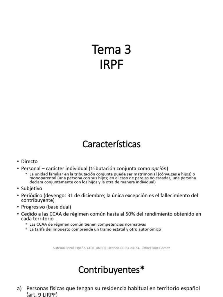Tema 3 IRPF | PDF | Impuestos | Salario