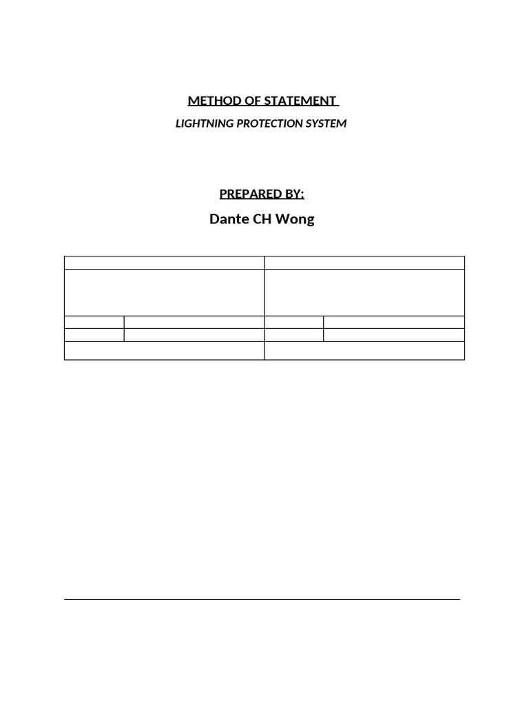 Lightning Protection System Method Statement | PDF | Personal Protective Equipment | Safety