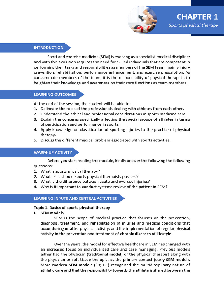 SPORT 100 Module Chapter 1 Intro Draft 2 | PDF | Physical Therapy ...