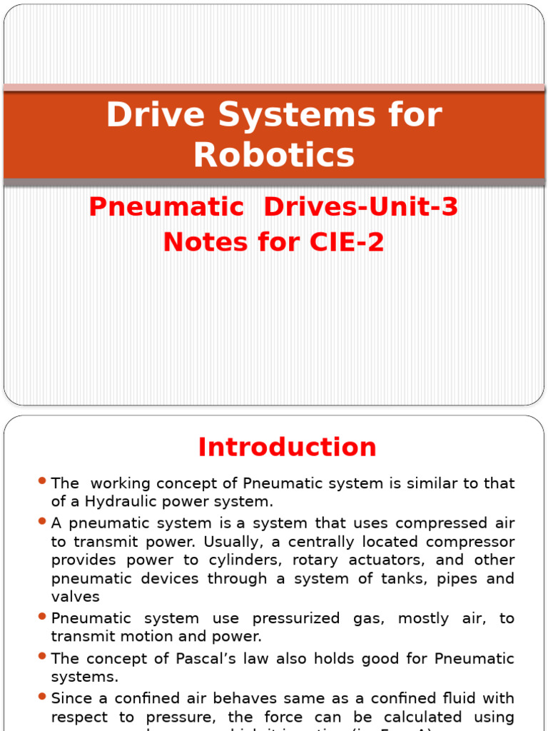 Drive Systems For Robotics - Unit-3 | PDF | Pneumatics | Actuator