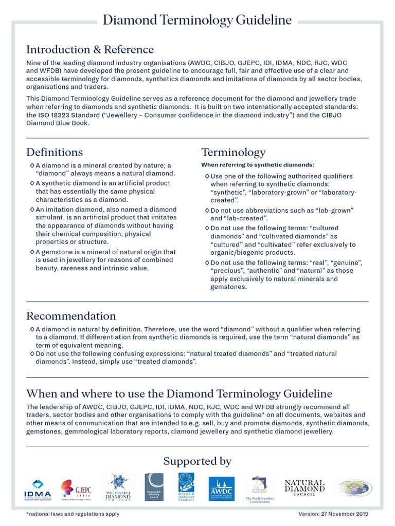 Diamond Terminology Guidelines | PDF | Diamond | Gemstone