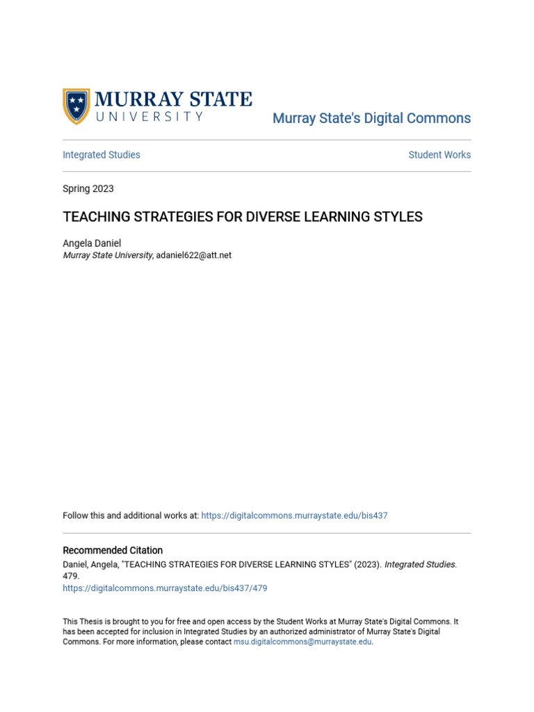 Teaching Strategies For Diverse Learning Styles | PDF | Learning Styles | Project Based Learning