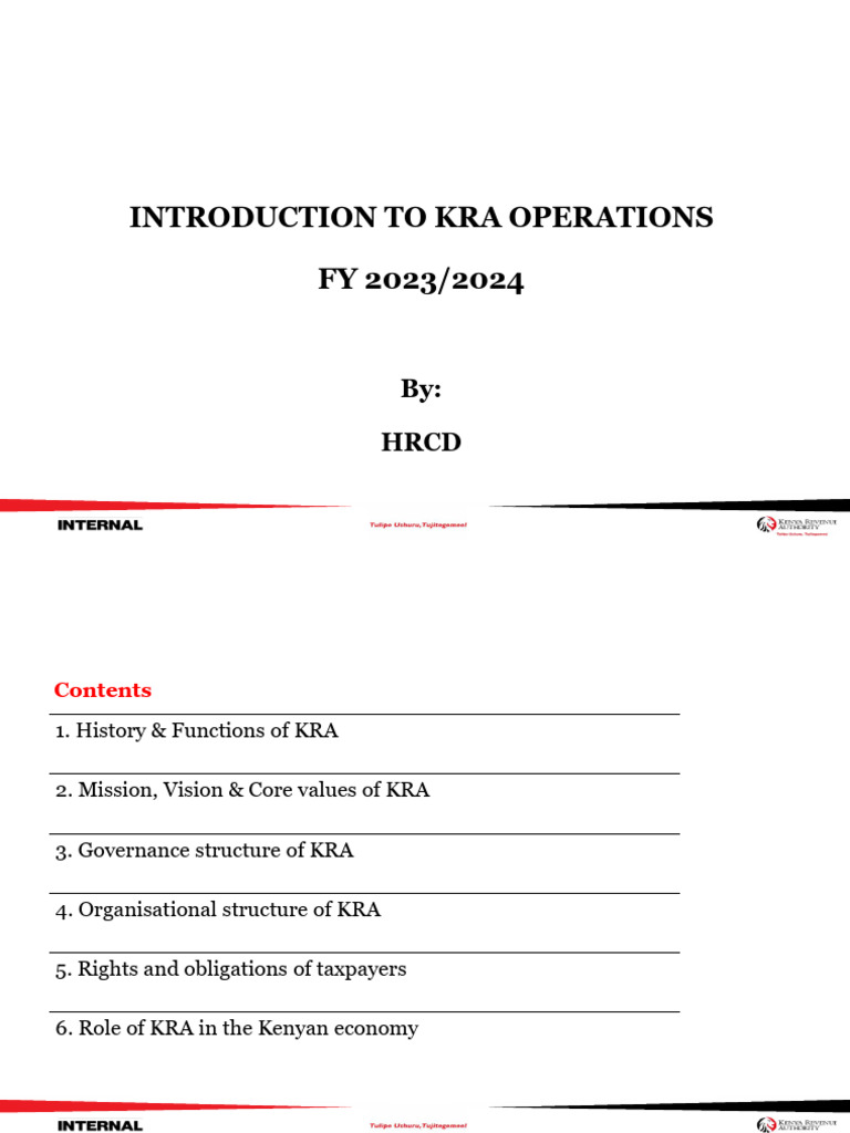 Introduction To KRA Operations | PDF | Taxes | Customs