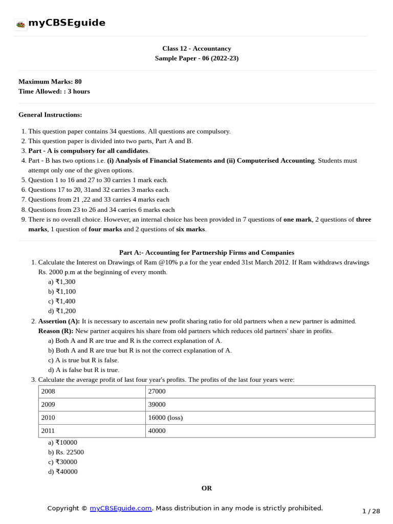 12 Accountancy Sp06 | PDF | Debits And Credits | Balance Sheet