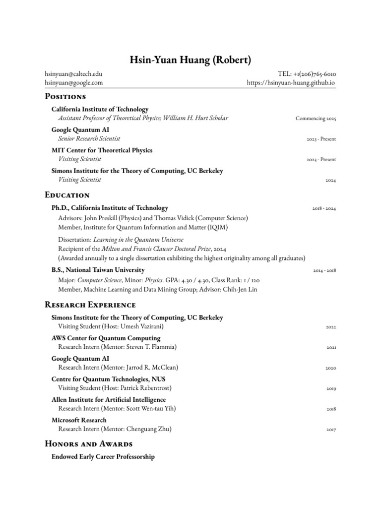 CV Robert | PDF | Quantum Computing | Machine Learning