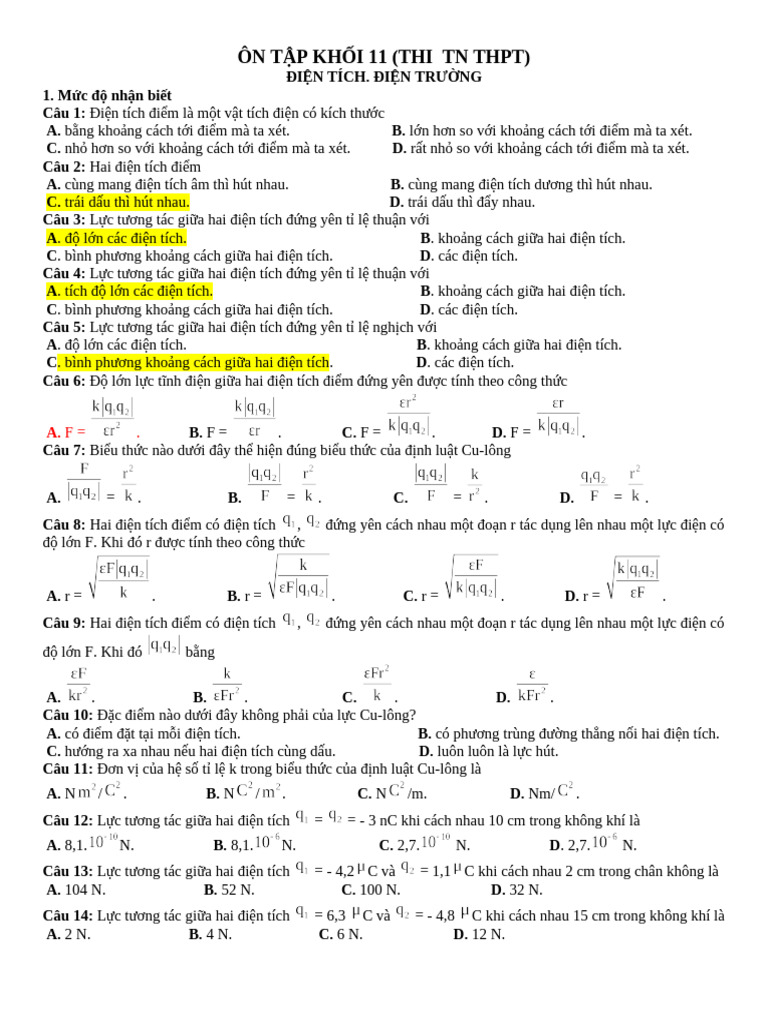 He Thong Bai Tap On Tap Vat Ly 11 Ed3850d844-Hs | PDF