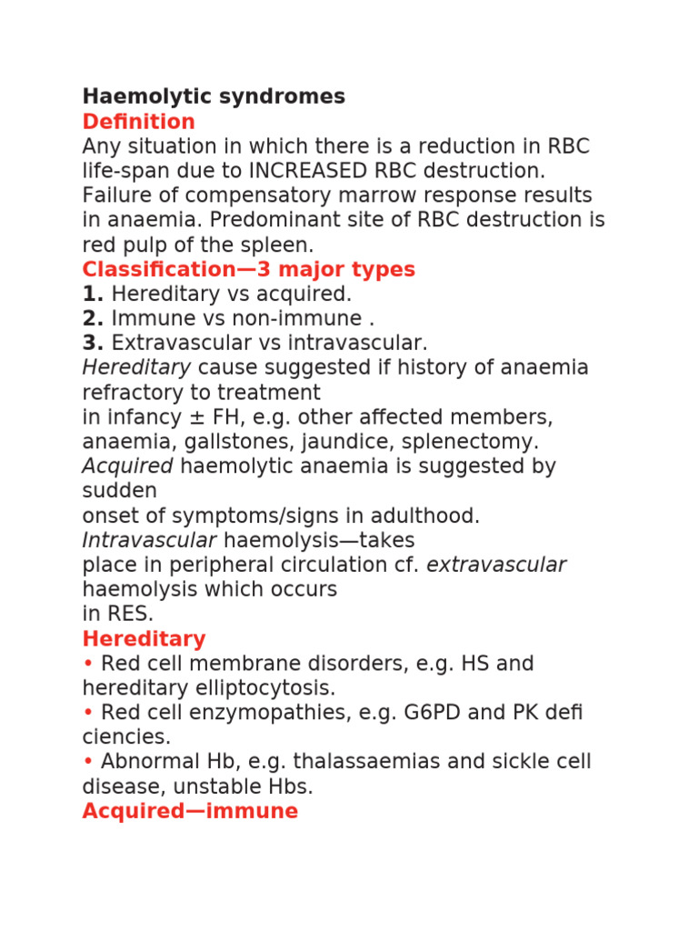 Haemolytic Syndromes - OXFORD | PDF | Anemia | Hematology