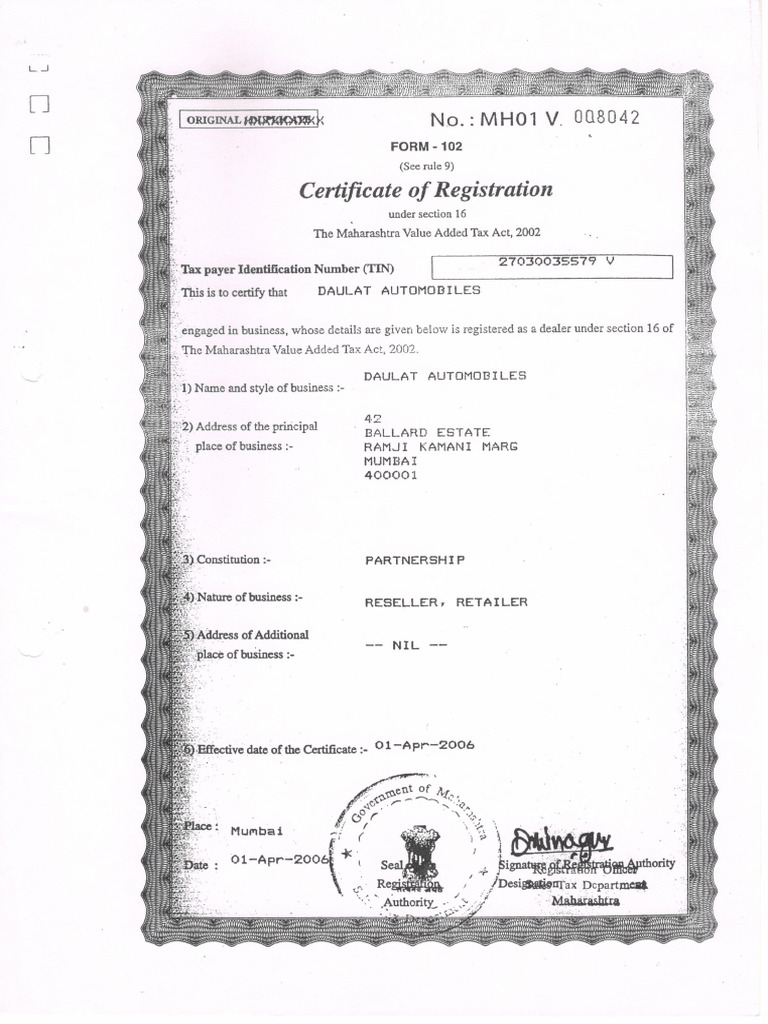Certificate of Registration | PDF