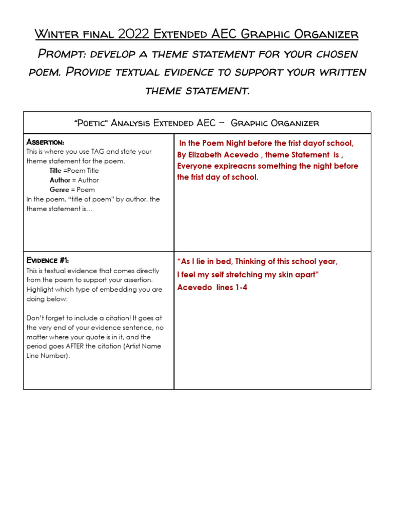 e - Copy of Winter Final Exam 2022 AEC Graphic Organizer | PDF
