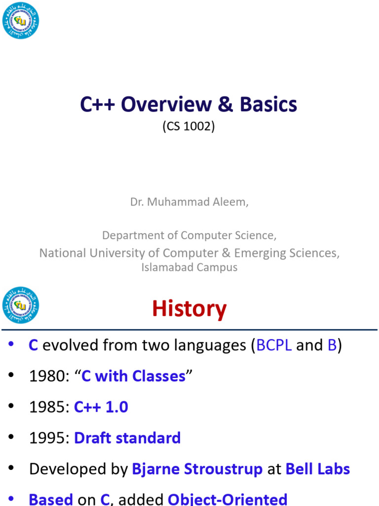 CS - 1002 - 3 - C - Overview and Basics | PDF | C++ | Programming