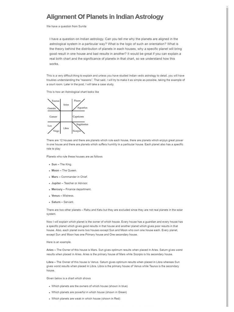 Alignment of Planets in Indian Astrology | PDF | Planets In Astrology | Planets