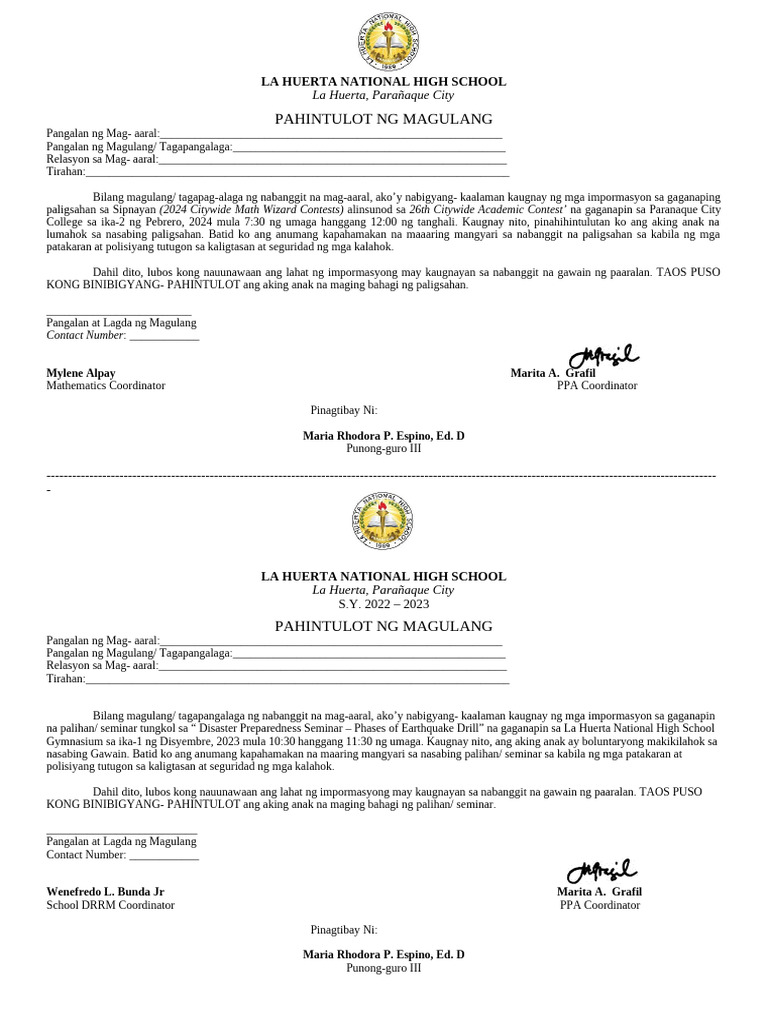 Consent Form SDRRM | PDF