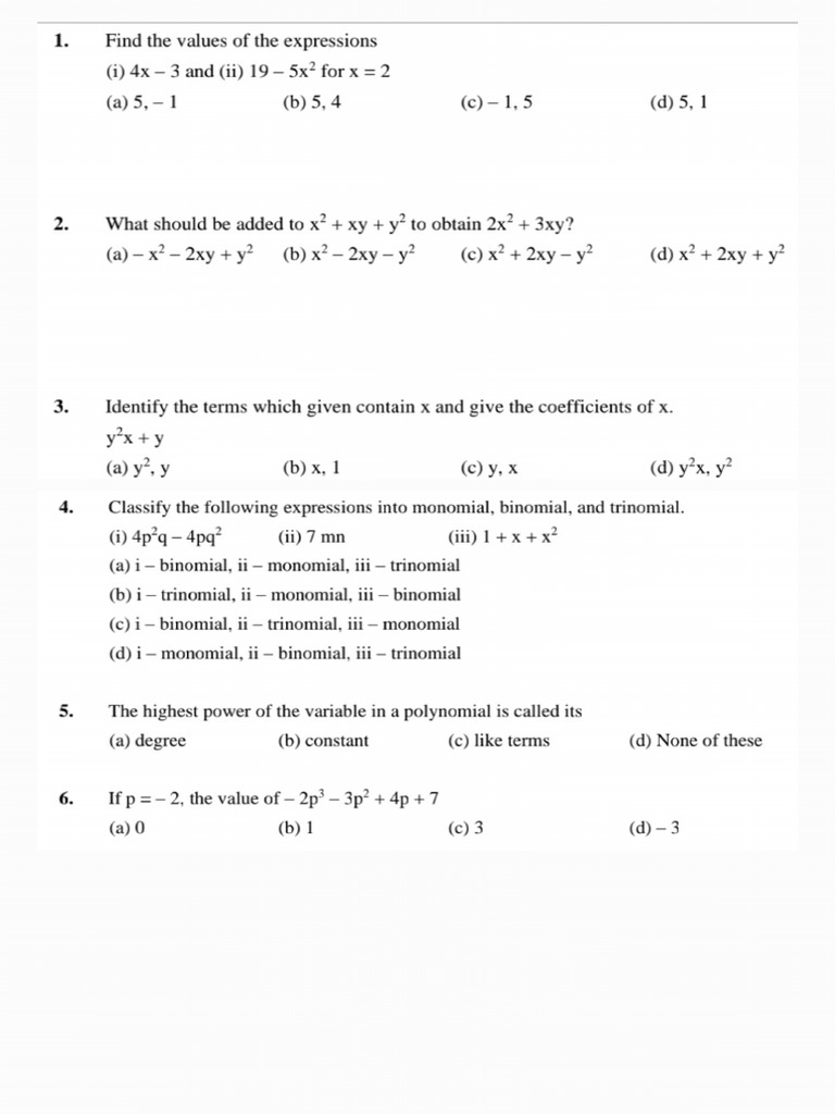 Algebraic Expressions Basics | PDF