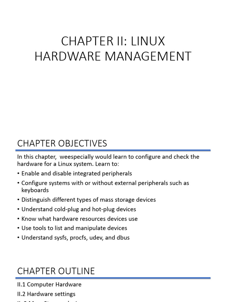 CHAPTER 2 Hardware Management | PDF | Computer Hardware | Input/Output