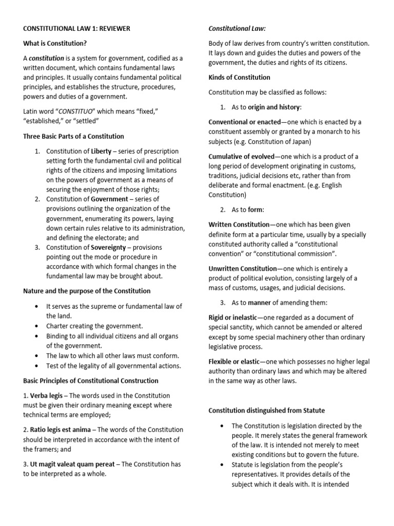 Consti 20law 201 20reviewer | PDF | Constitution | Constitutional Amendment