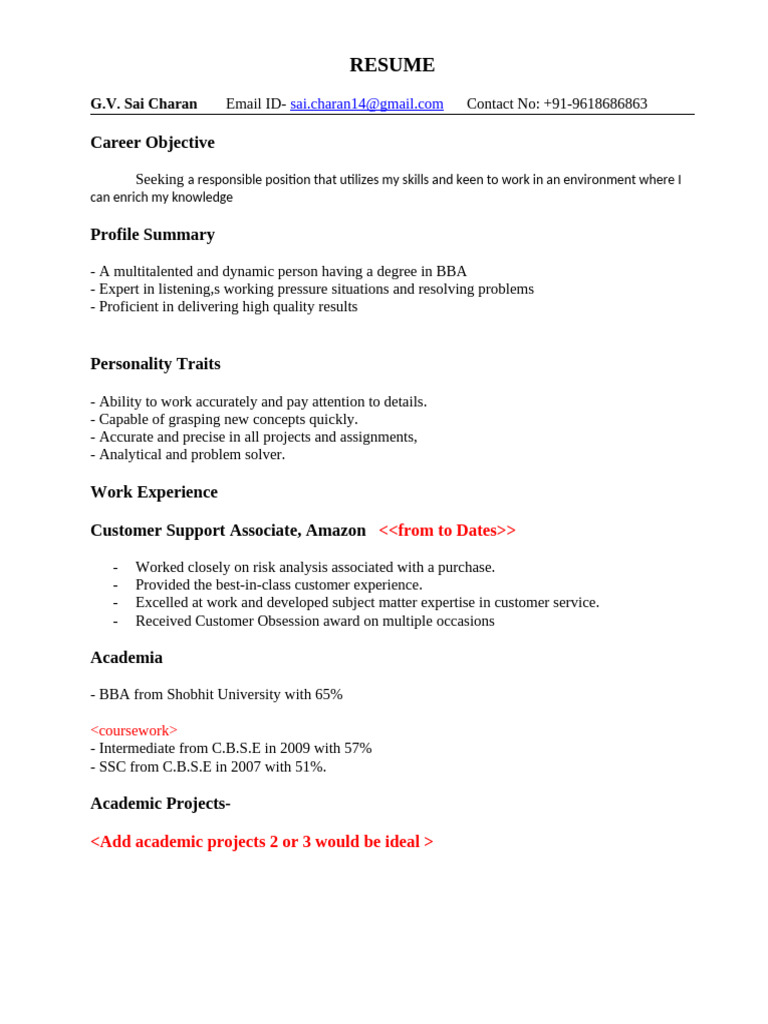 Sai Charan's Resume Update Recquired 2021 | PDF | Computing