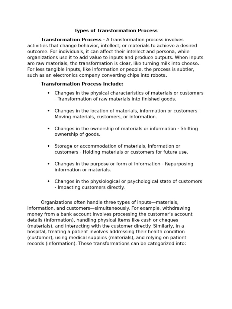 Types-of-Transformation-Process | PDF | Brewing | Beer