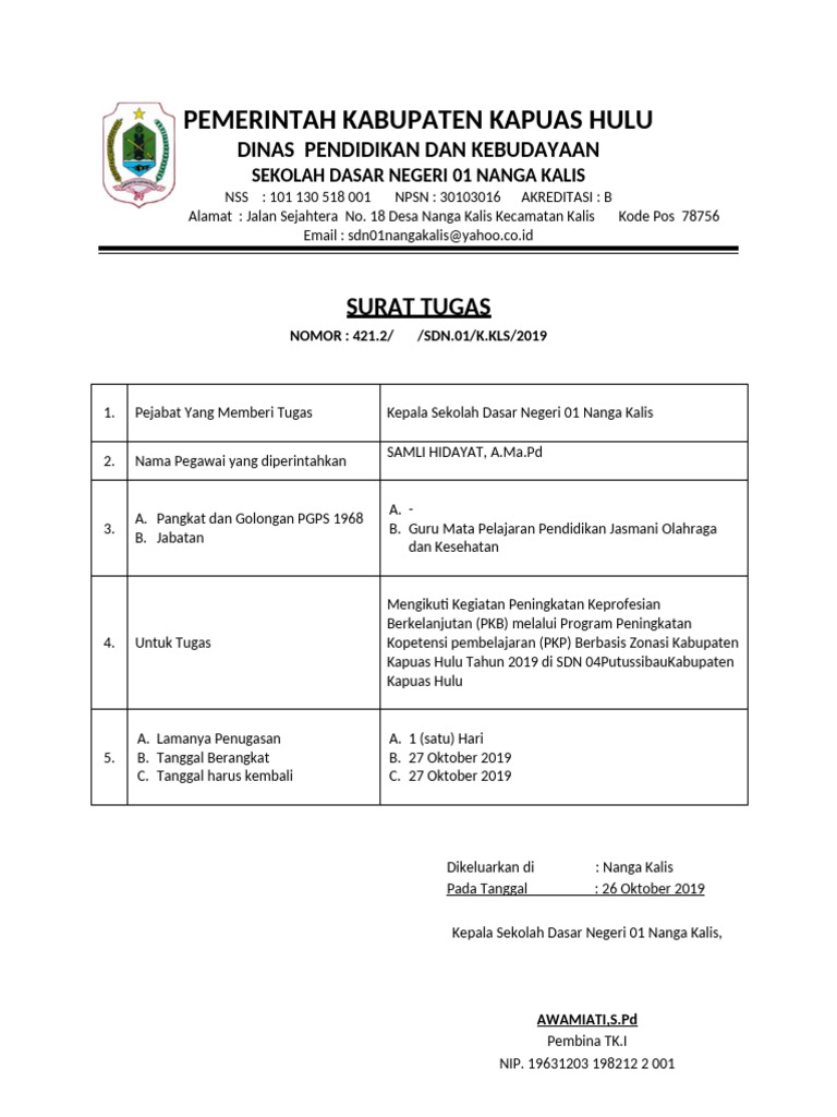 Surat Tugas Samli | PDF