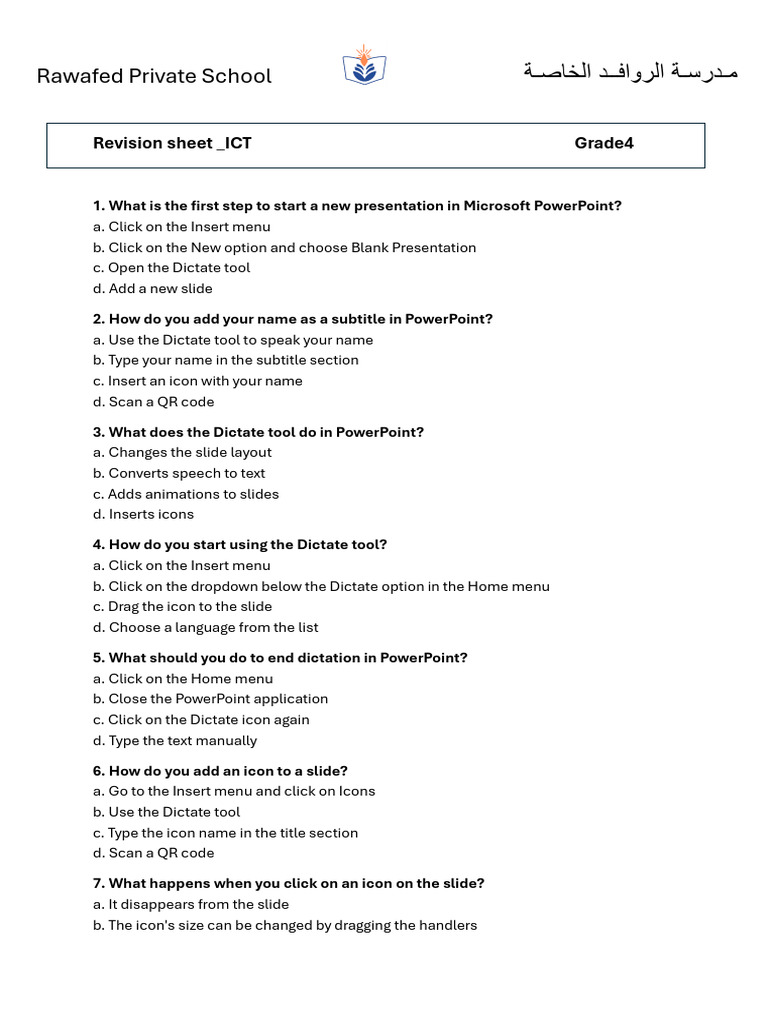 Grade 4 ICT Revision Guide | PDF | Microsoft Excel | Microsoft Word