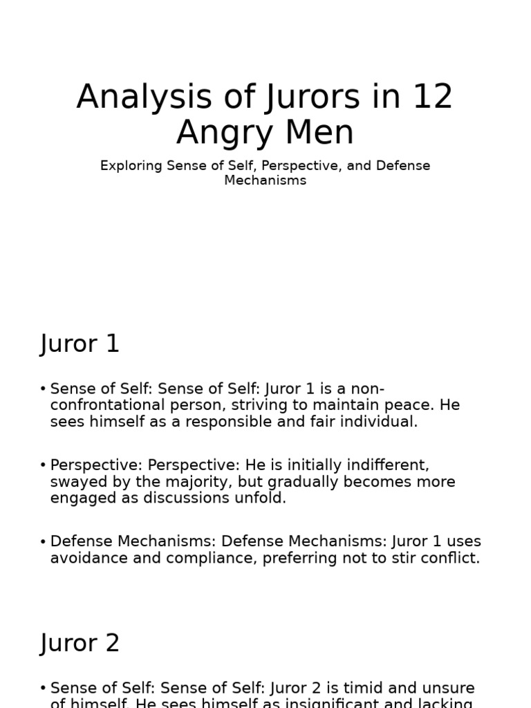 Analysis of Jurors in 12 Angry Men | PDF | Psychological Concepts ...