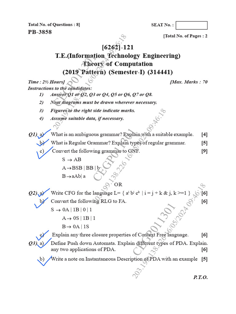 Theory Of Computationte It End Sem 2019 Pat Sem I May 2024 Pdf