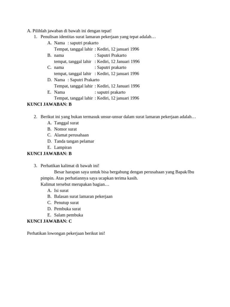 SOAL PAT BINDO | PDF