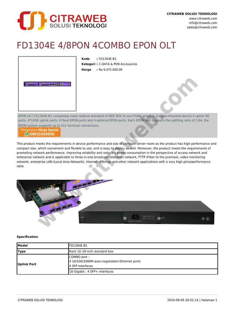 brosur-FD1304E-B1_20240805 | PDF | Computer Network | Fiber To The X