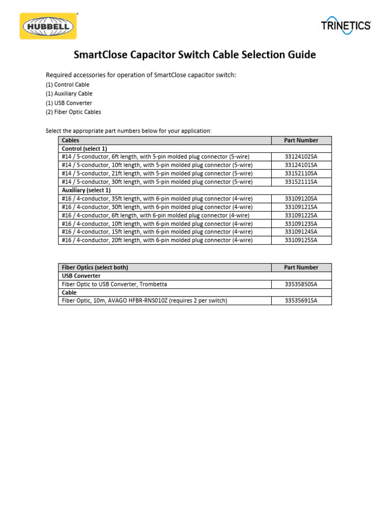 Switch Cable Selection Guide - 1 | PDF
