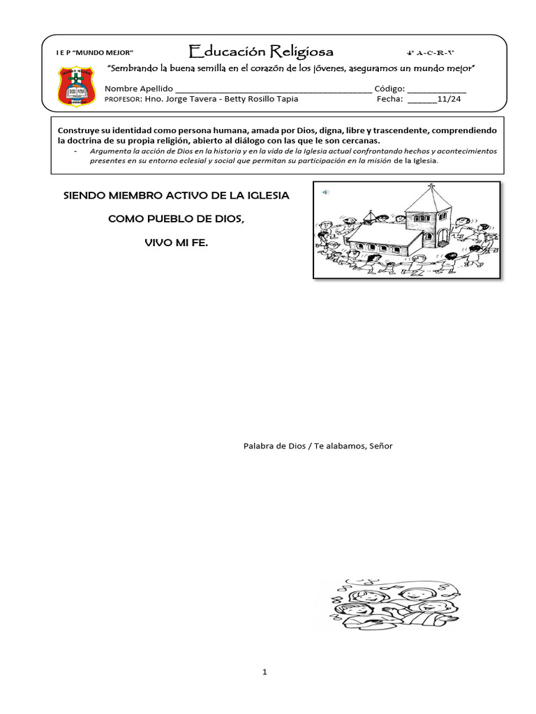 La Iglesia, Pueblo de Dios -2024 (1) | PDF | Cristo (título) | Jesús