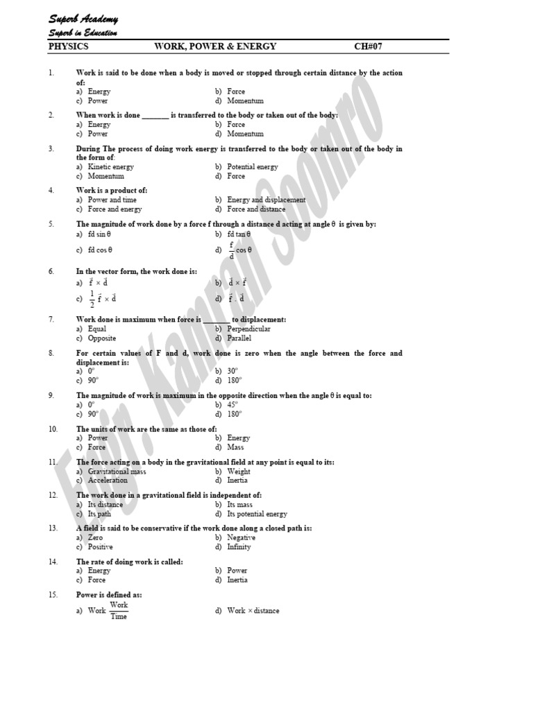 CH#07.pdf © Mdcatian's Stetho | PDF | Force | Power (Physics)
