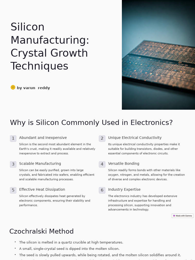 Silicon Manufacturing Crystal Growth Techniques | PDF | Silicon ...