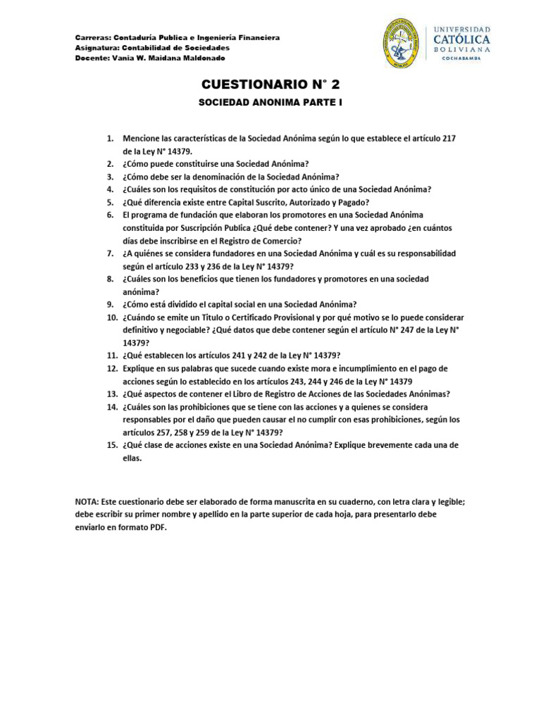 02._CUESTIONARIO_Ndeg_2_SOCIEDAD_ANONIMA | PDF