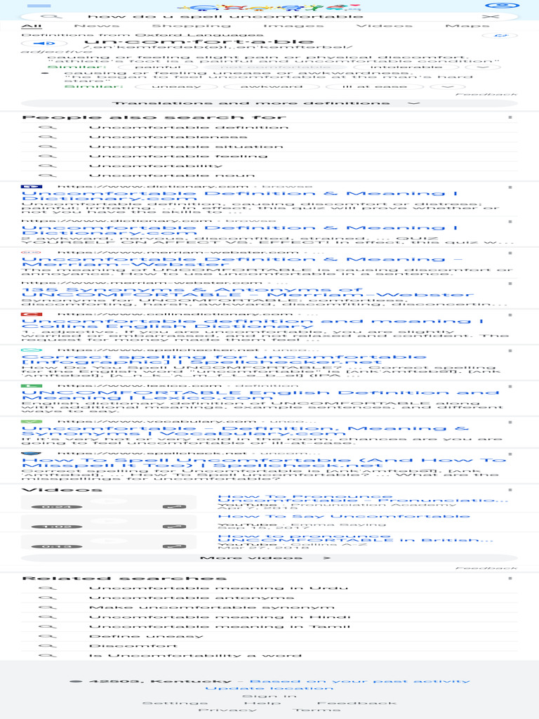 How Do U Spell Uncomfortable - Google Search | PDF | Spelling | Linguistics