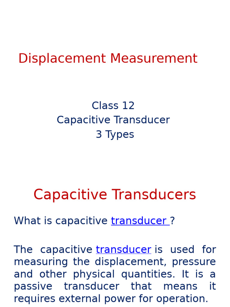 Class 12,13 Capacitive Transducers | PDF | Capacitor | Capacitance
