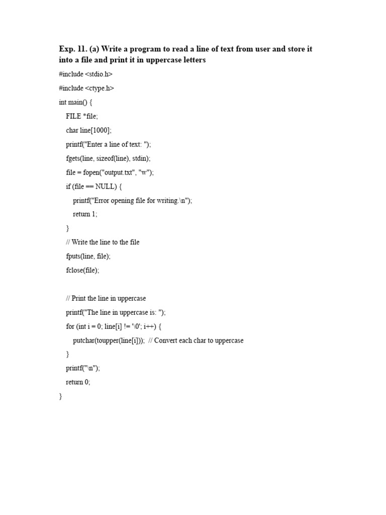 C Program: Text to Uppercase | PDF