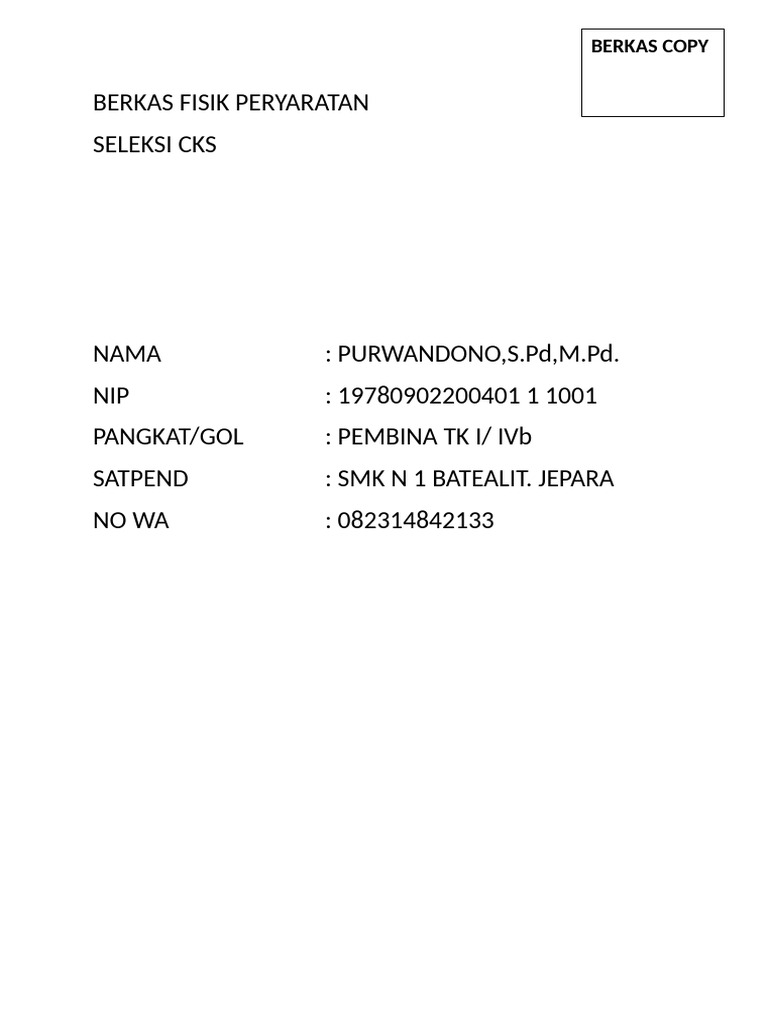 BERKAS FISIK PERYARATAN | PDF