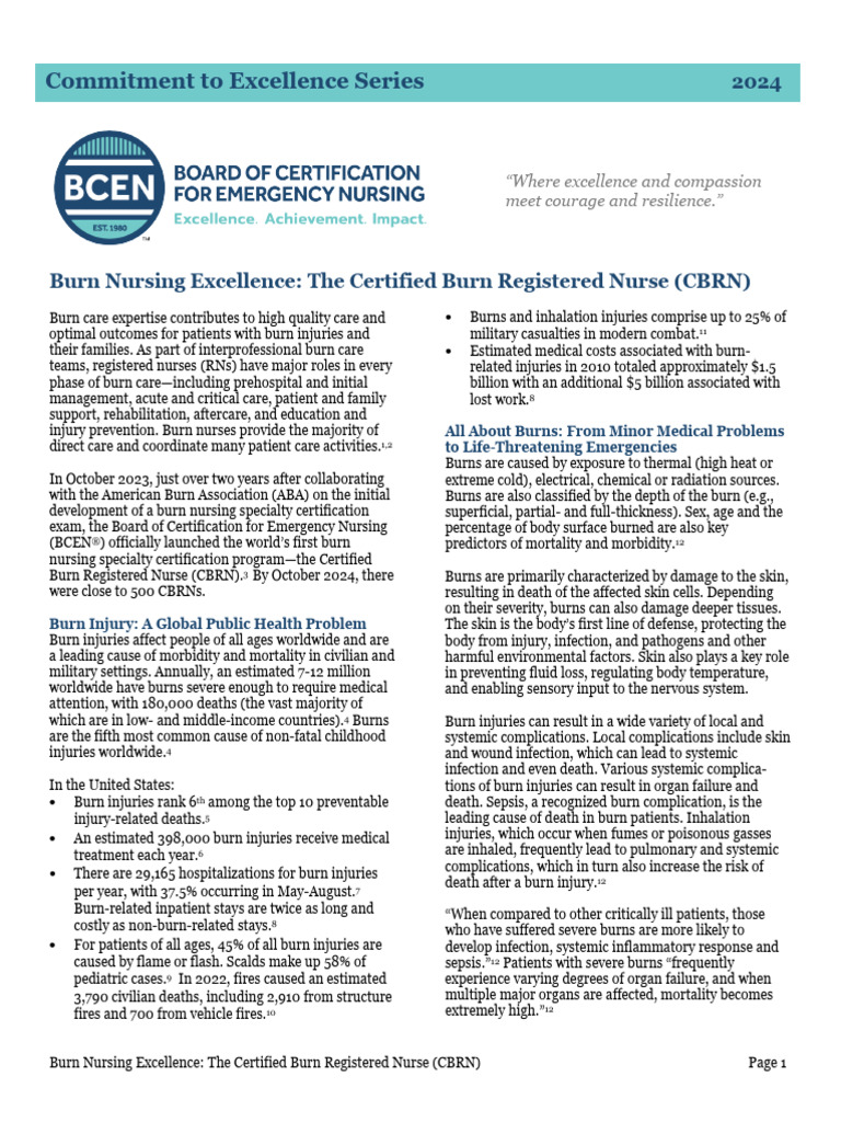 CBRN Commitment to Excellence | PDF | Burn | Nursing