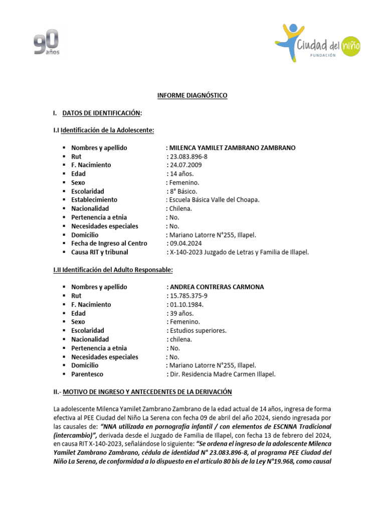 DG MILENKA ZAMBRANO MAYO def | PDF | Adultos | Abuso infantil