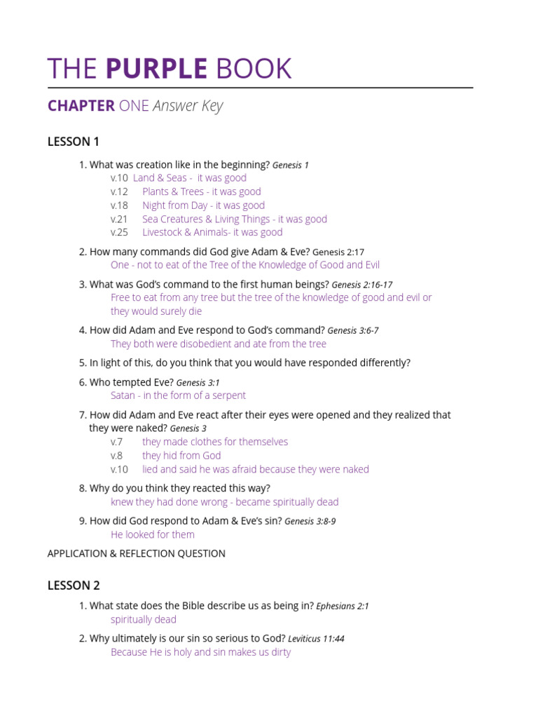 Purple Book Answer Key Chapter 1 and Chapter Outlines | PDF | Disciple ...