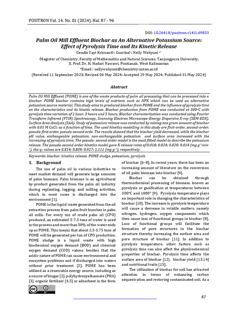 POME Biochar Production | PDF | Pyrolysis | Soil