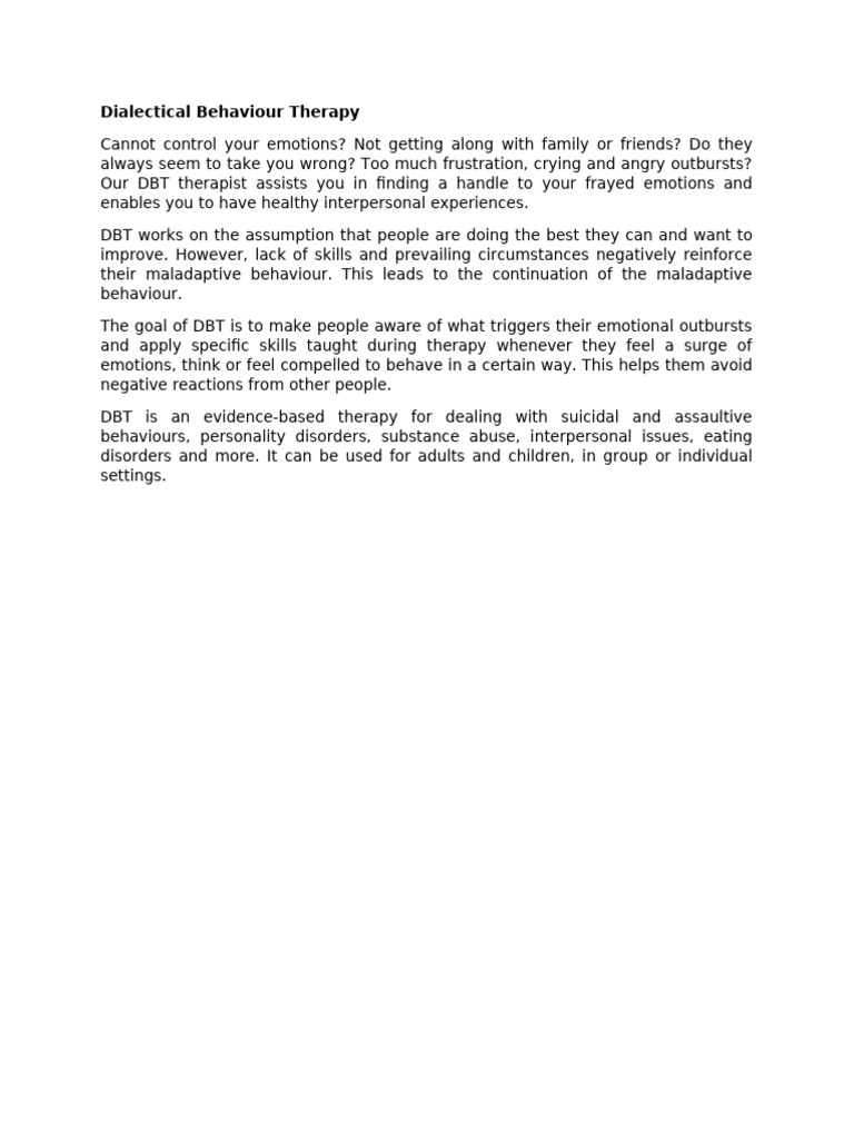 Dialectical Behaviour Therapy | PDF