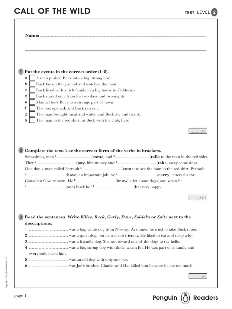 PR_CALL_OF_THE_WILD_Test | PDF | The Call Of The Wild