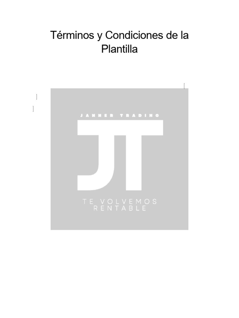 Términos y Condiciones de La Plantilla Janner Trading | PDF ...