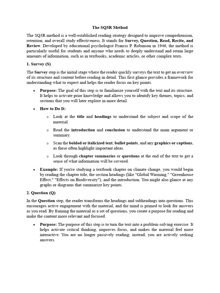 The SQ3R Method Notes | PDF | Climate Change | Greenhouse Effect