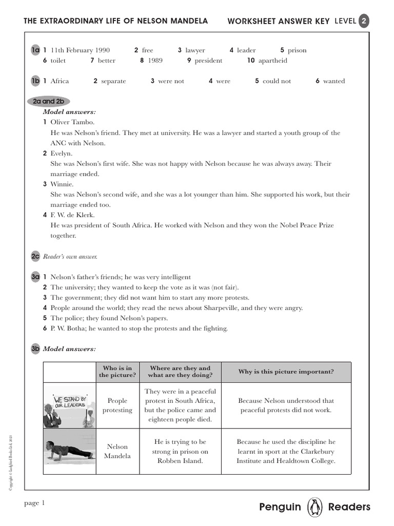 Nelson Mandela Worksheet Answers | PDF | Nelson Mandela | Apartheid
